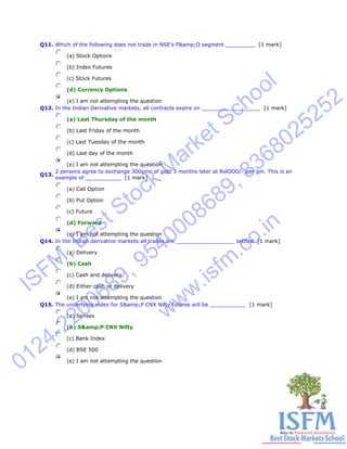 Isfm derivatives mock test | PDF