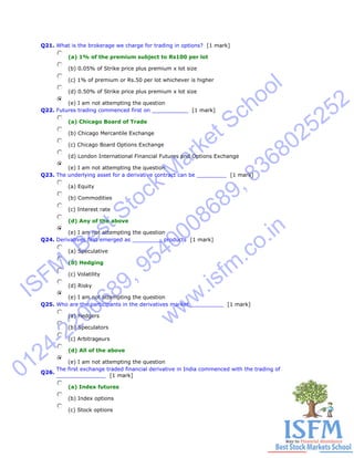 Isfm derivatives mock test | PDF