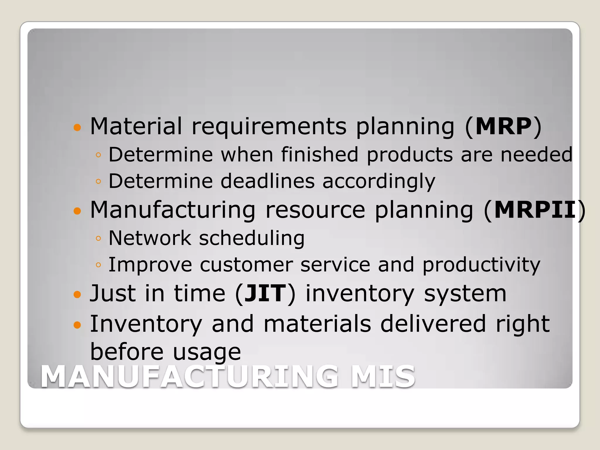 Information system for production management | PPTX