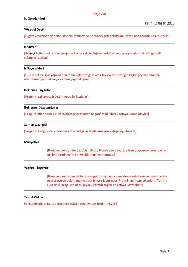 Is gerekceleri | DOC