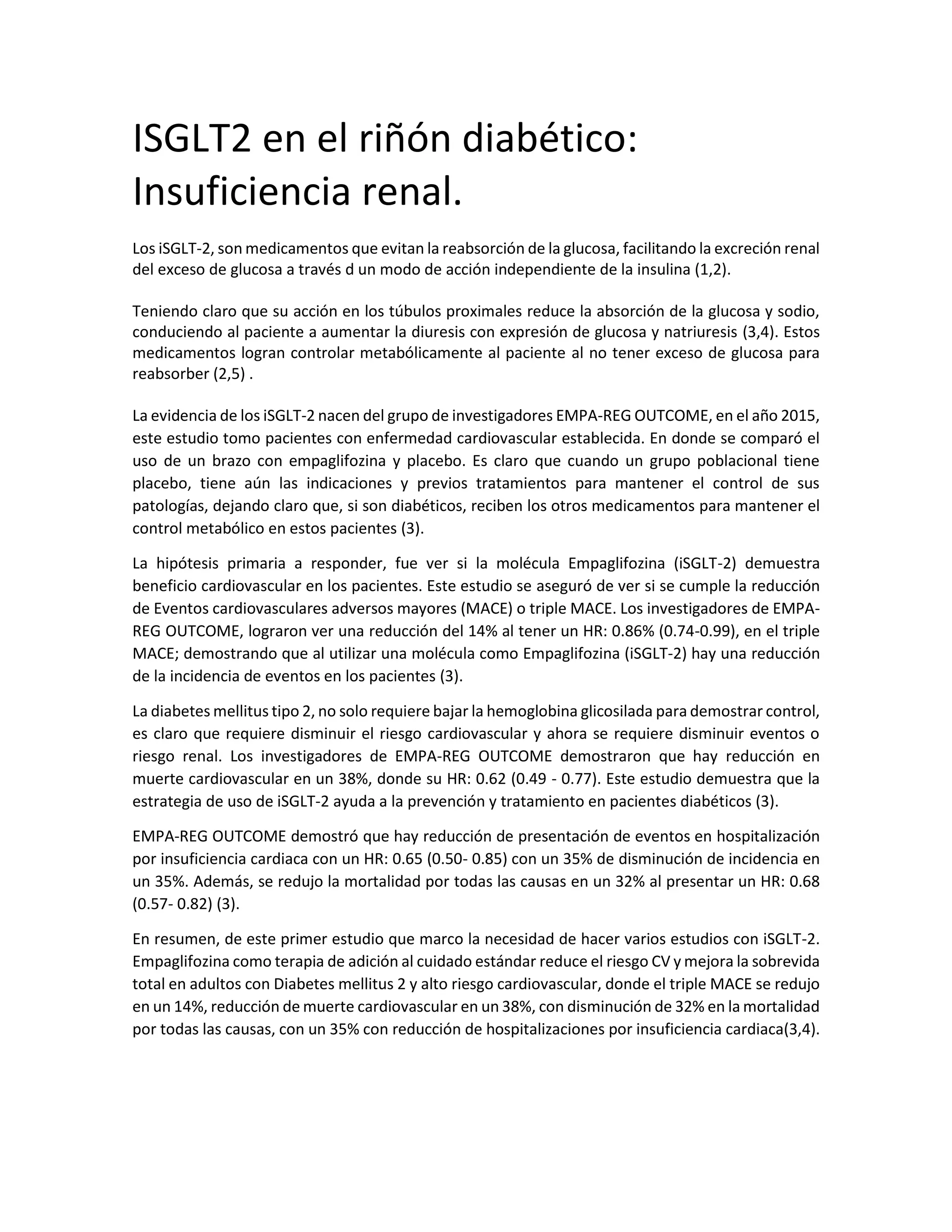 ISGLT2 en el riñón diabético | PDF