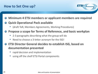 ETSI ISG Industry Specification Group presentation | PPT