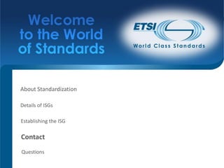ETSI ISG Industry Specification Group presentation | PPT