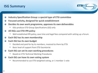 ETSI ISG Industry Specification Group presentation | PPT