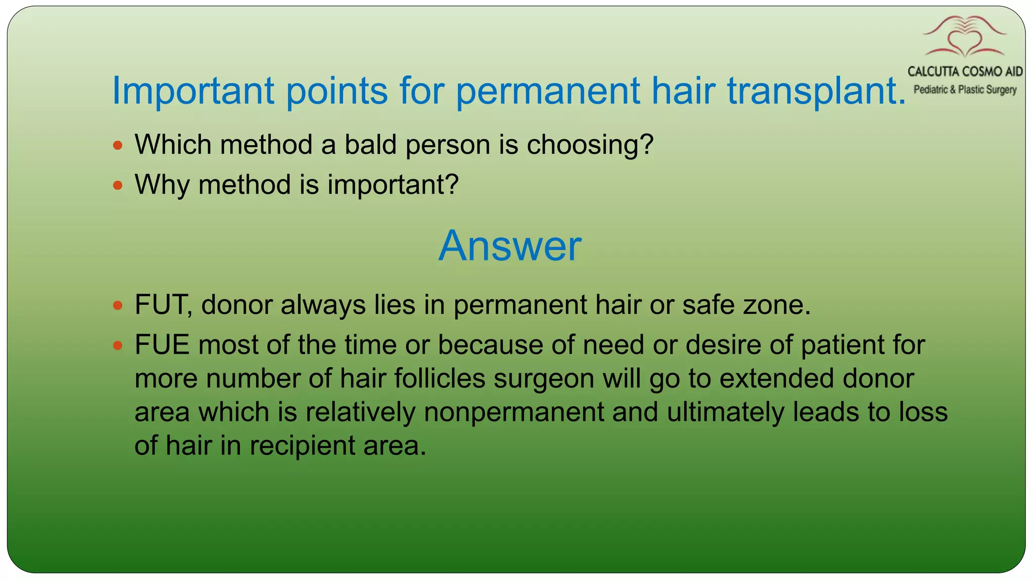 IS HAIR TRANSPLANT PERMANTENT | PPTX