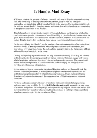 Is Hamlet Mad Essay. The University of Texas Health Science Center at ...