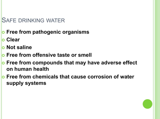 Permissible limits of water pollutants in drinking water. | PPTX