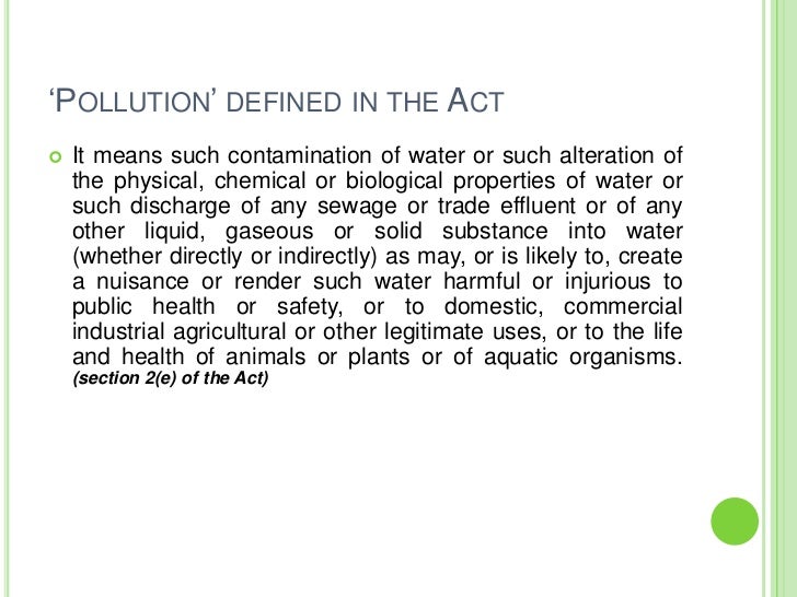Permissible limits of water pollutants in drinking water.