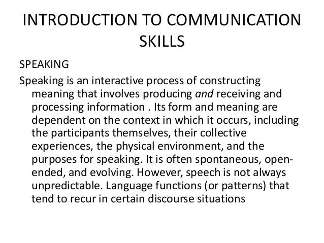 INTRODUCTION TO COMMUNICATION SKILLS