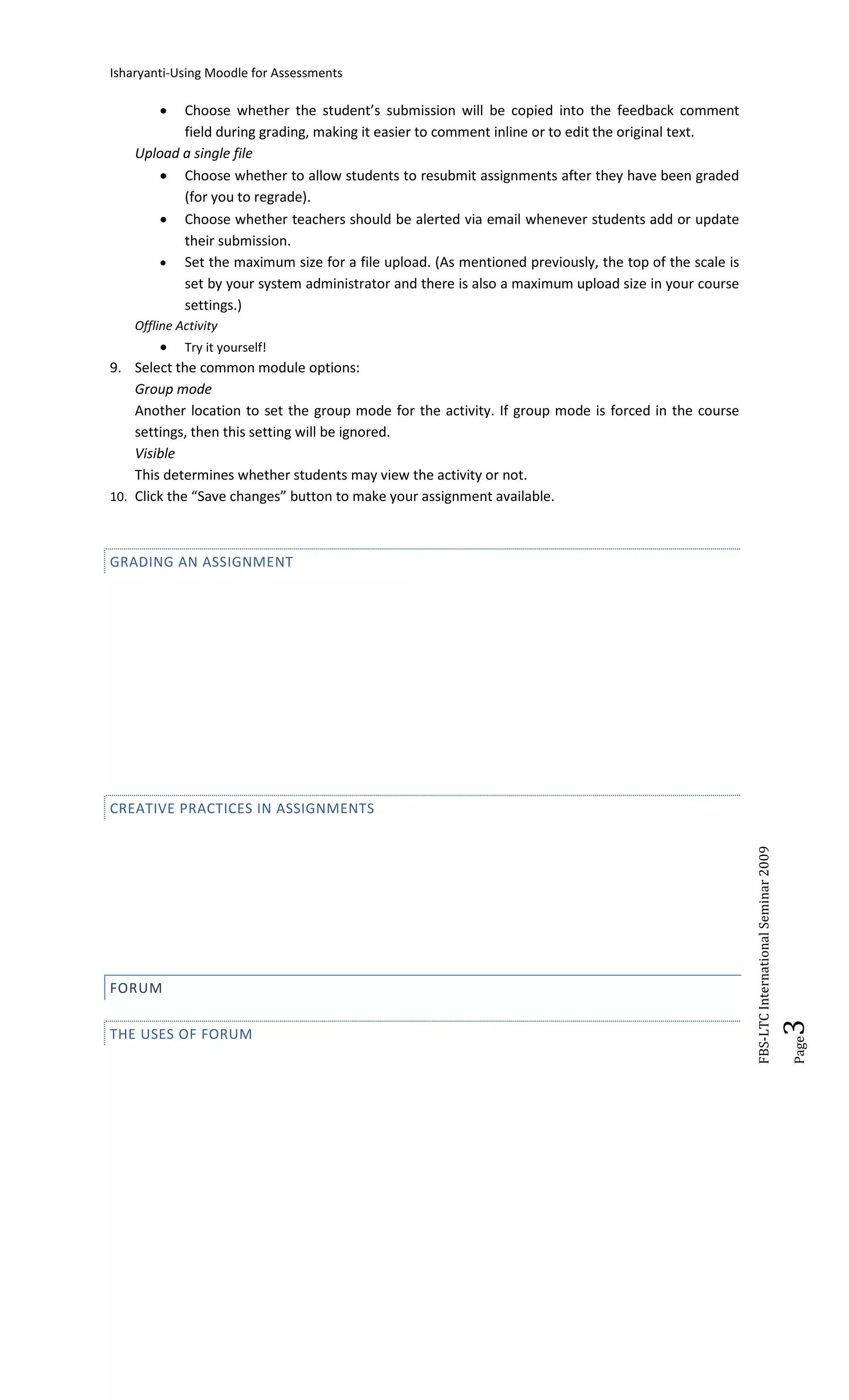 Handout for Creating Online Assessments Using Moodle CMS PowerPoint | PDF