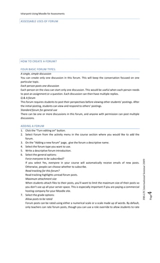 Handout for Creating Online Assessments Using Moodle CMS PowerPoint | PDF