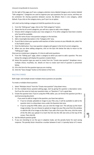 Handout for Creating Online Assessments Using Moodle CMS PowerPoint | PDF