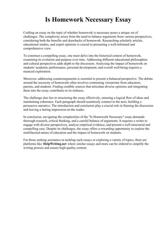 Is Homework Necessary Essay. American International College | PDF