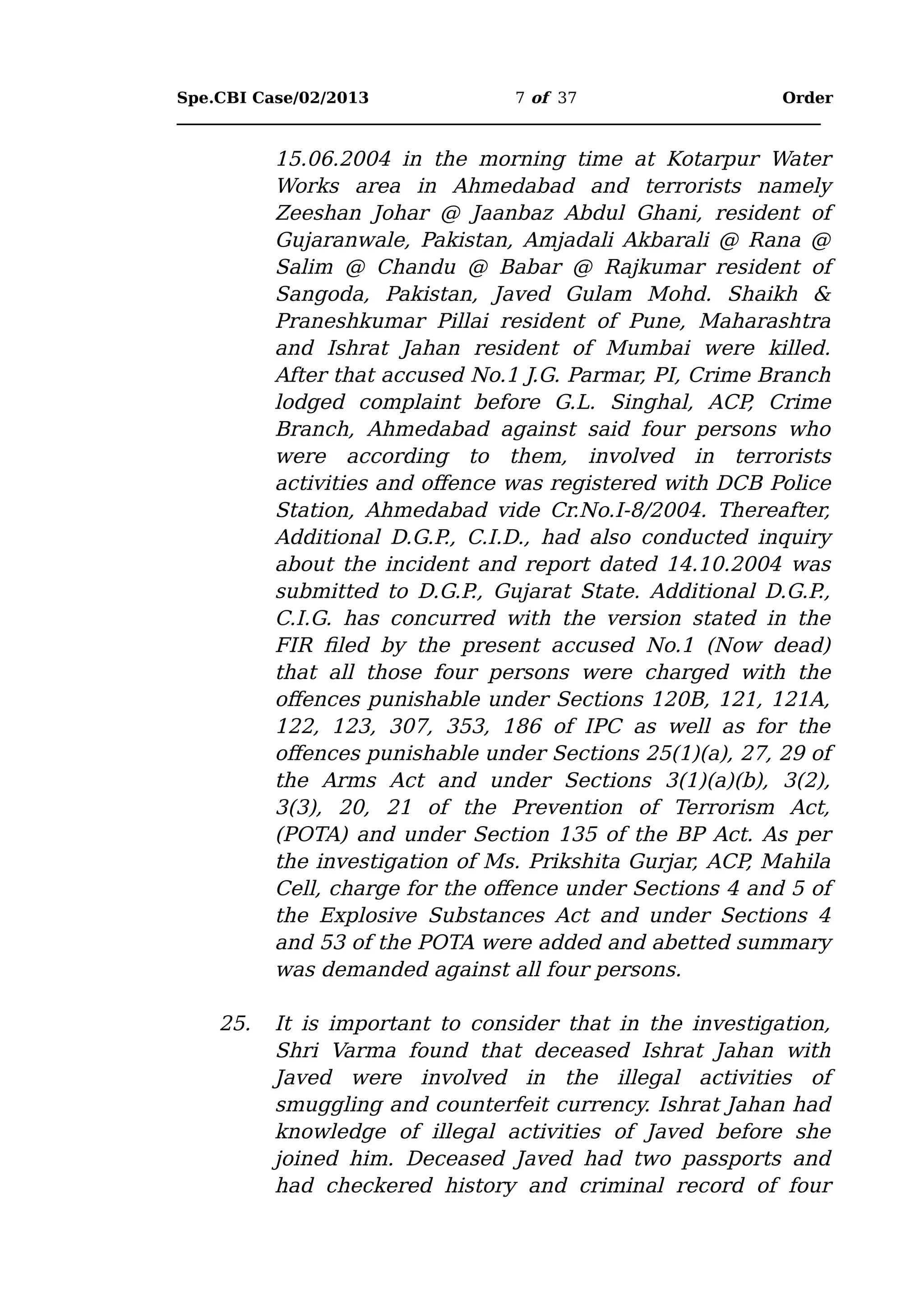 Ishrat jahan order (encounter) | PDF