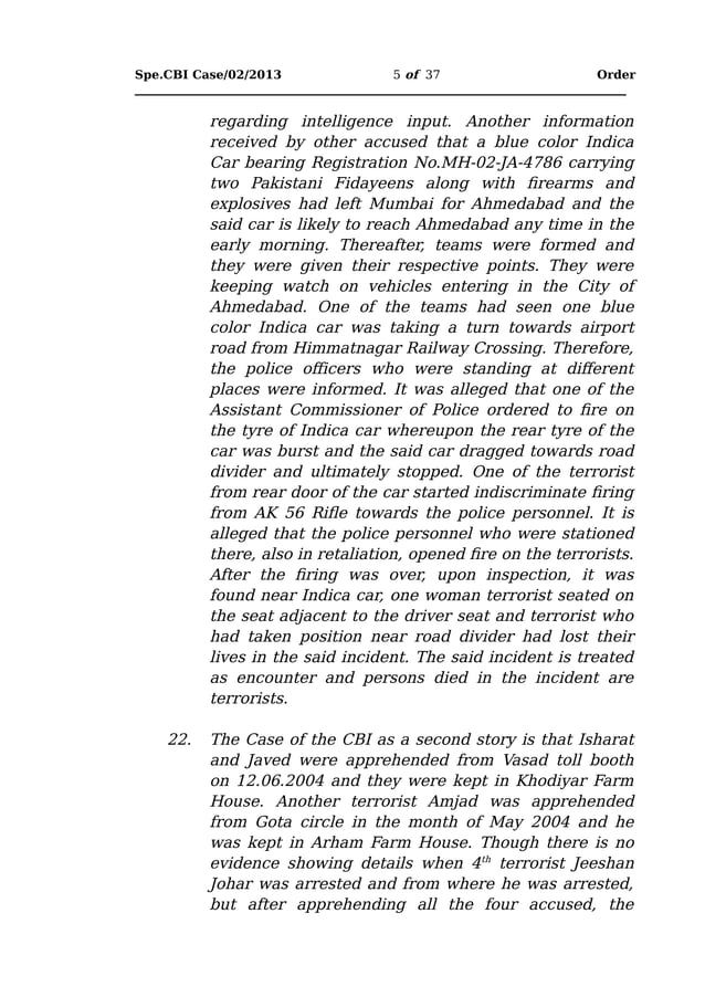 Ishrat jahan order (encounter) | PDF