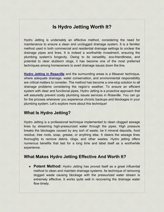 Is Hydro Jetting Worth It? | PDF | Environmental Services Industry | Industries