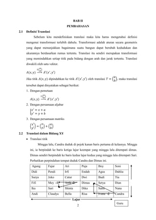 Translasi Geometri Transformasi | DOCX