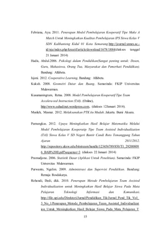 Jurnal Peningkatan Hasil Belajar Matematika siswa melalui penerapan pembelajaran kooperatif tipe ...