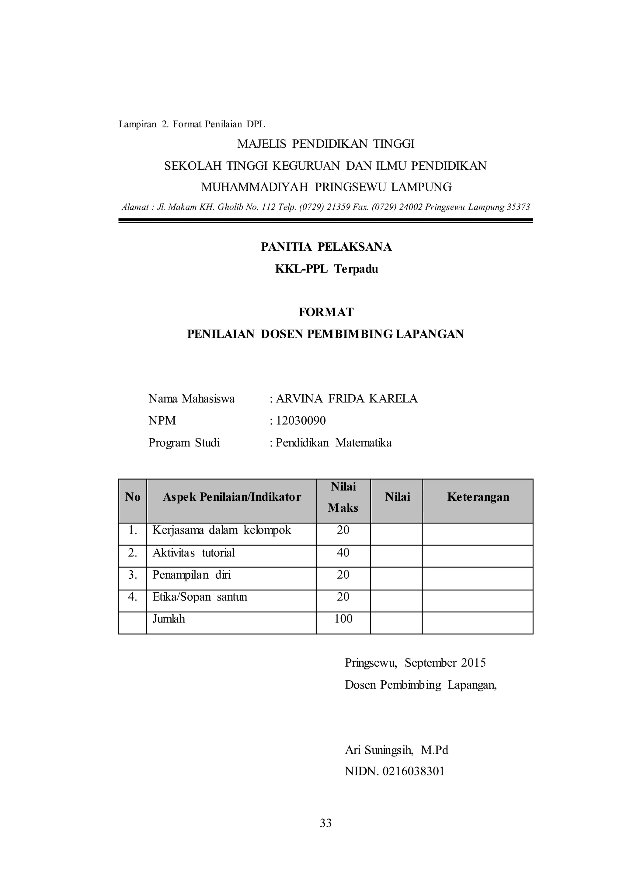 LAPORAN HASIL PELAKSANAAN KULIAH KERJA LAPANGAN- PRAKTEK PENGALAMAN ...