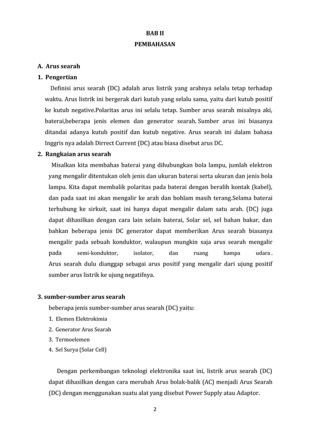 MAKALAH ARUS AC DAN ARUS DC | PDF