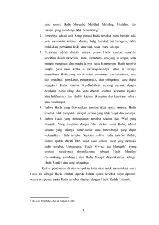 Pembagian Hadis Berdasarkan Kualitas Sanad dan Matan-nya | DOCX