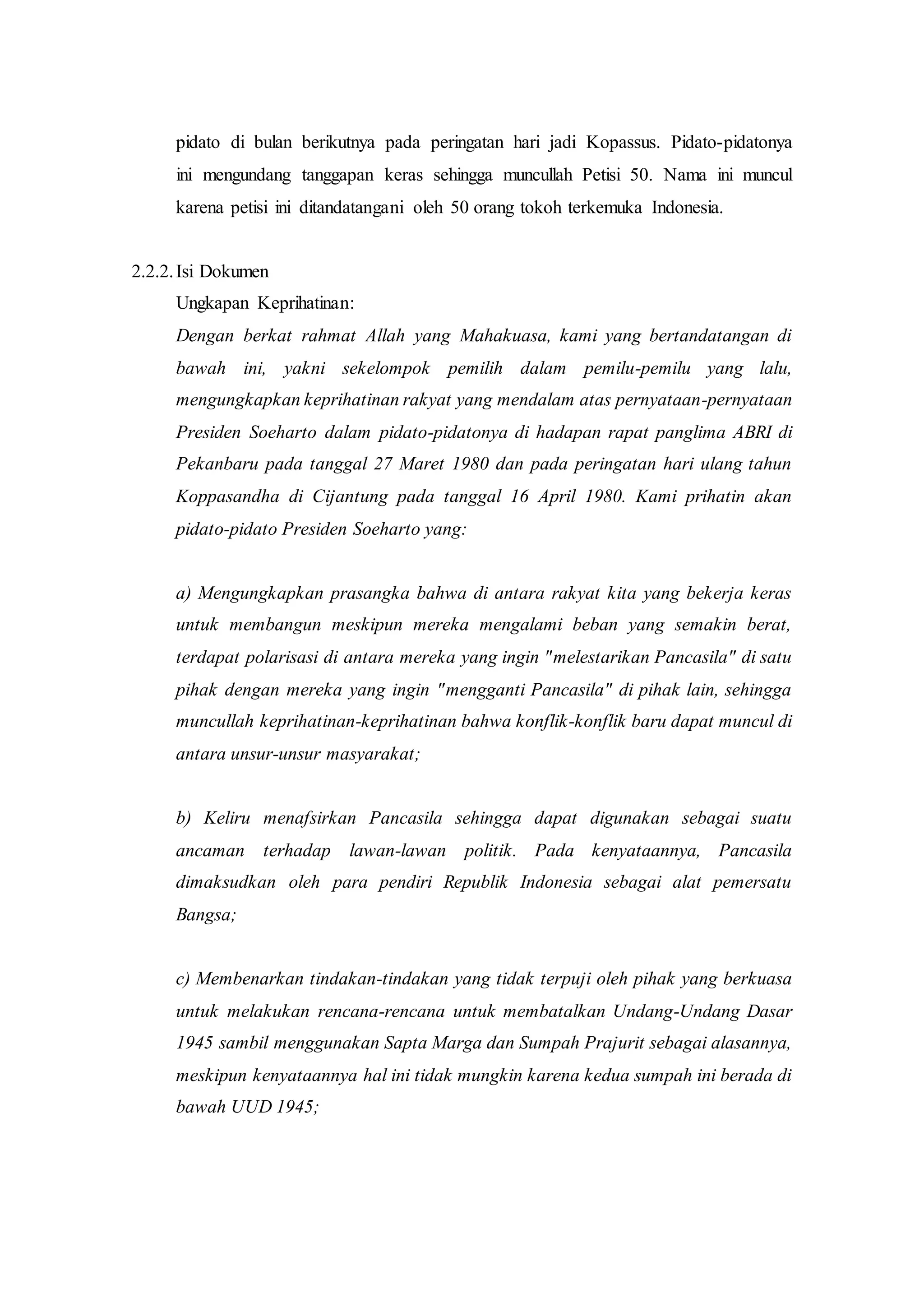 Peristiwa Bersejarah Di Indonesia Tahun 1980-an (Makalah) | DOCX