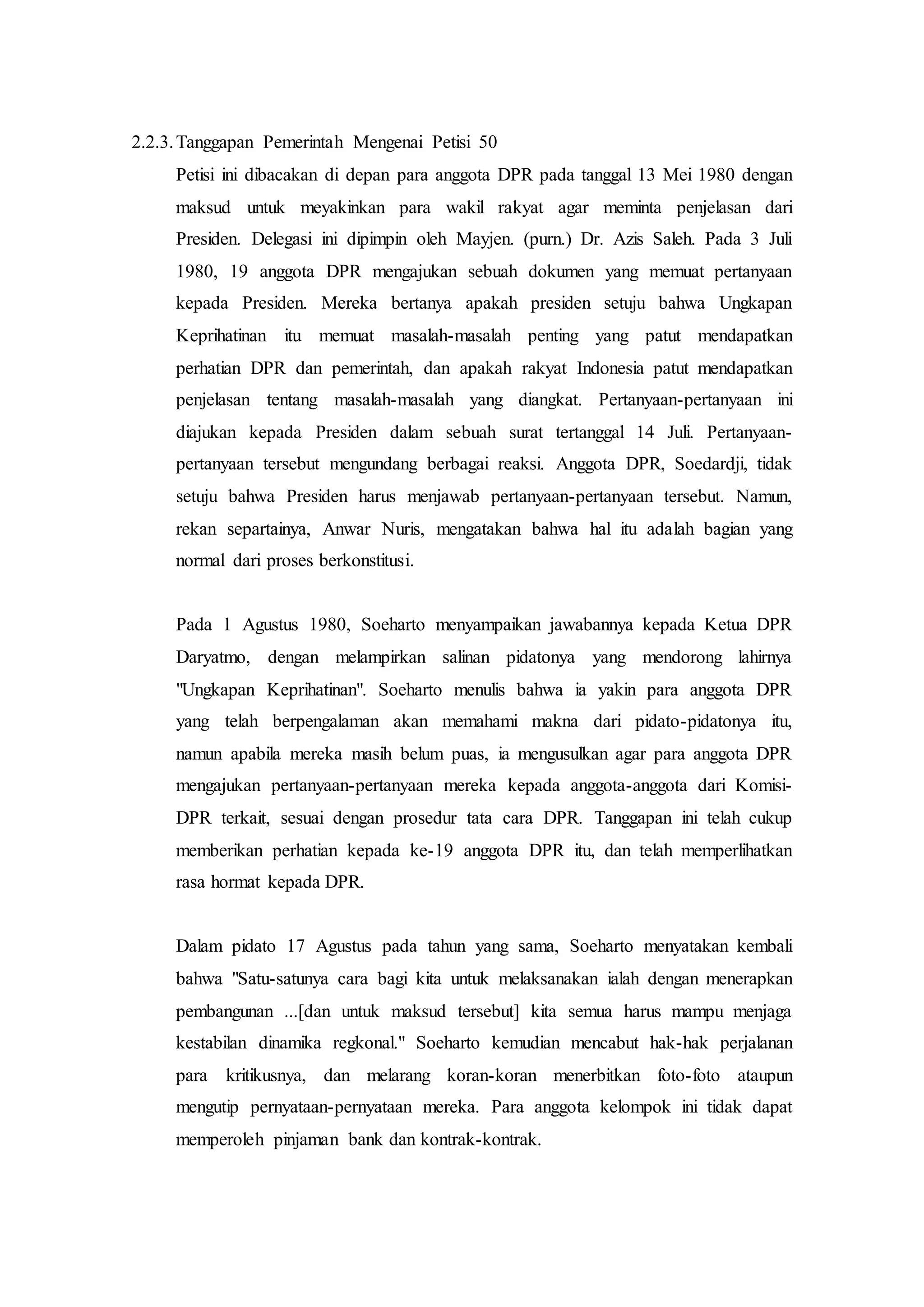 Peristiwa Bersejarah Di Indonesia Tahun 1980-an (Makalah) | DOCX