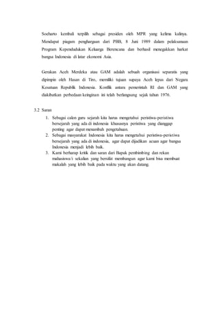 Peristiwa Bersejarah Di Indonesia Tahun 1980-an (Makalah) | DOCX