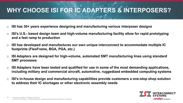 IC Adapters & Interposers | Interconnect Systems ISI - a Molex company ...
