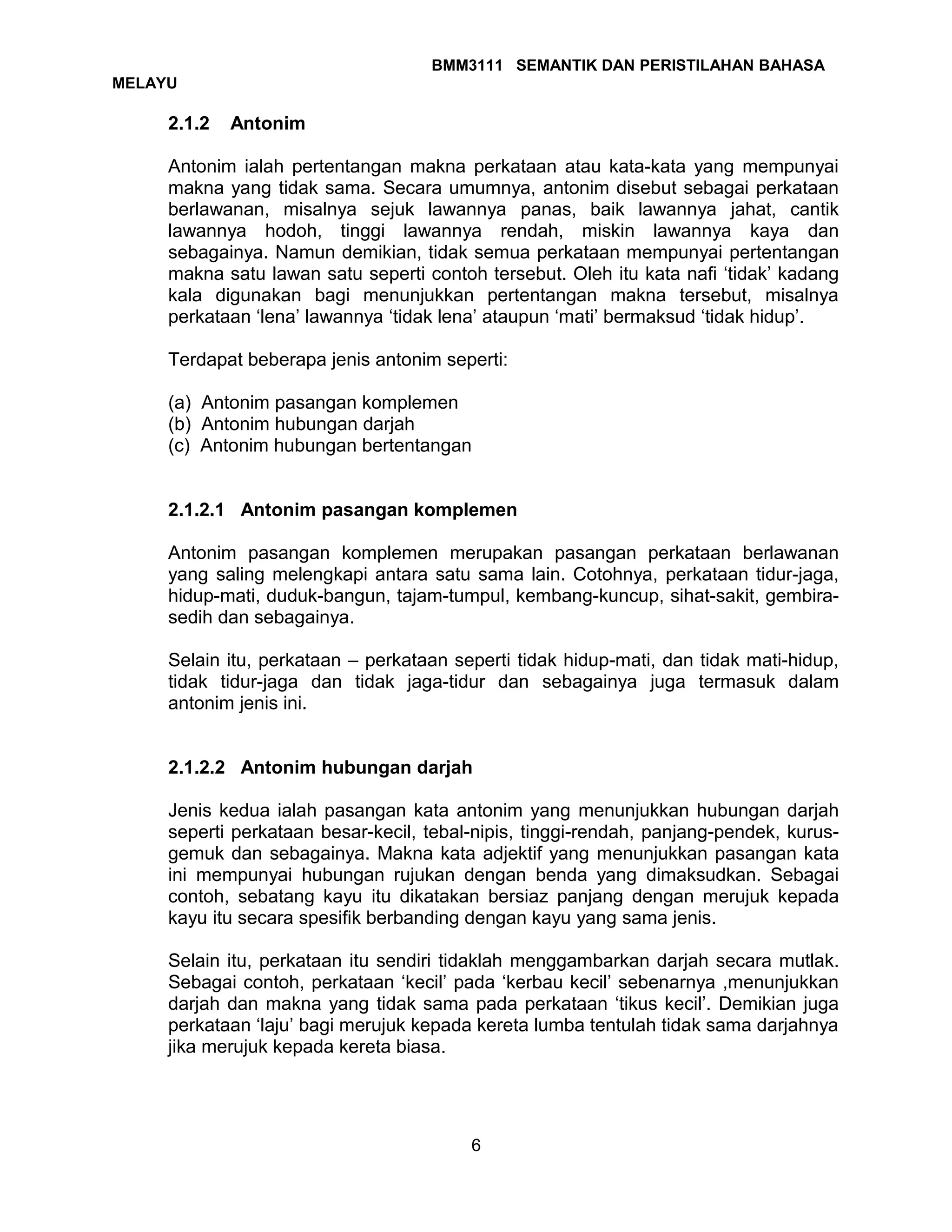 Isi pelajaran-semantik-dan-peristilhan-bahasa-melayu-psgr-bmm3111-1 | DOC