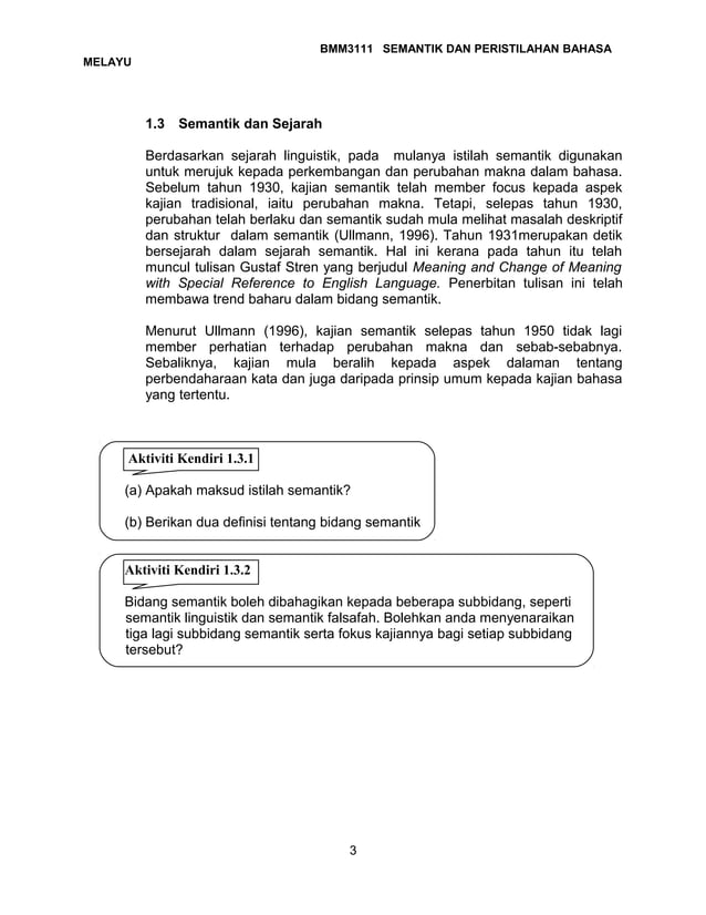Isi pelajaran-semantik-dan-peristilhan-bahasa-melayu-psgr-bmm3111-1 | PDF