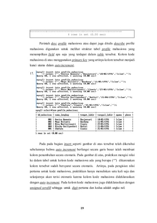 Laporan Praktikum Basis Data Modul II-Primary Key | PDF