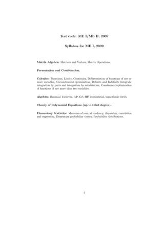 ISI MSQE Entrance Question Paper (2009) | PDF