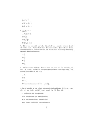 ISI MSQE Entrance Question Paper (2009) | PDF