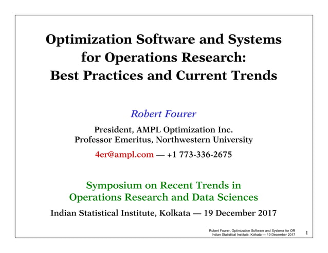 Optimization Software and Systems for Operations Research: Best ...