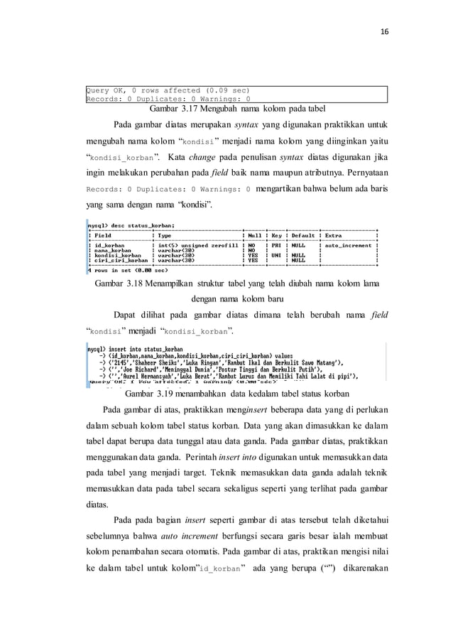 Laporan Praktikum Basis Data Modul III-Manipulasi Data | DOCX