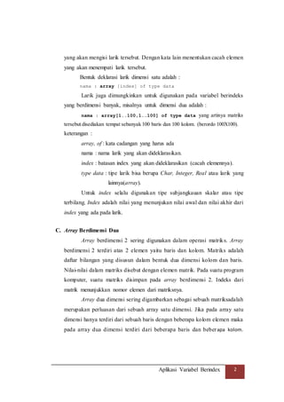Laporan Praktikum Algoritma Pemrograman Modul IV-Aplikasi Variabel Berindex | DOCX