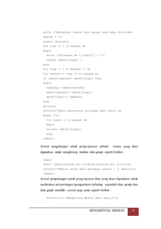 Laporan Praktikum Algoritma Pemrograman Modul V-Menghitung Median | PDF