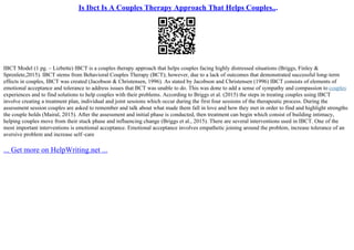 Is Ibct Is A Couples Therapy Approach That Helps Couples... | PPT