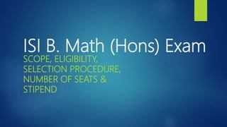 ISI Bachelor of Mathematics (B. Math) Information | PPT