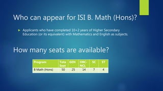 ISI Bachelor of Mathematics (B. Math) Information | PPT