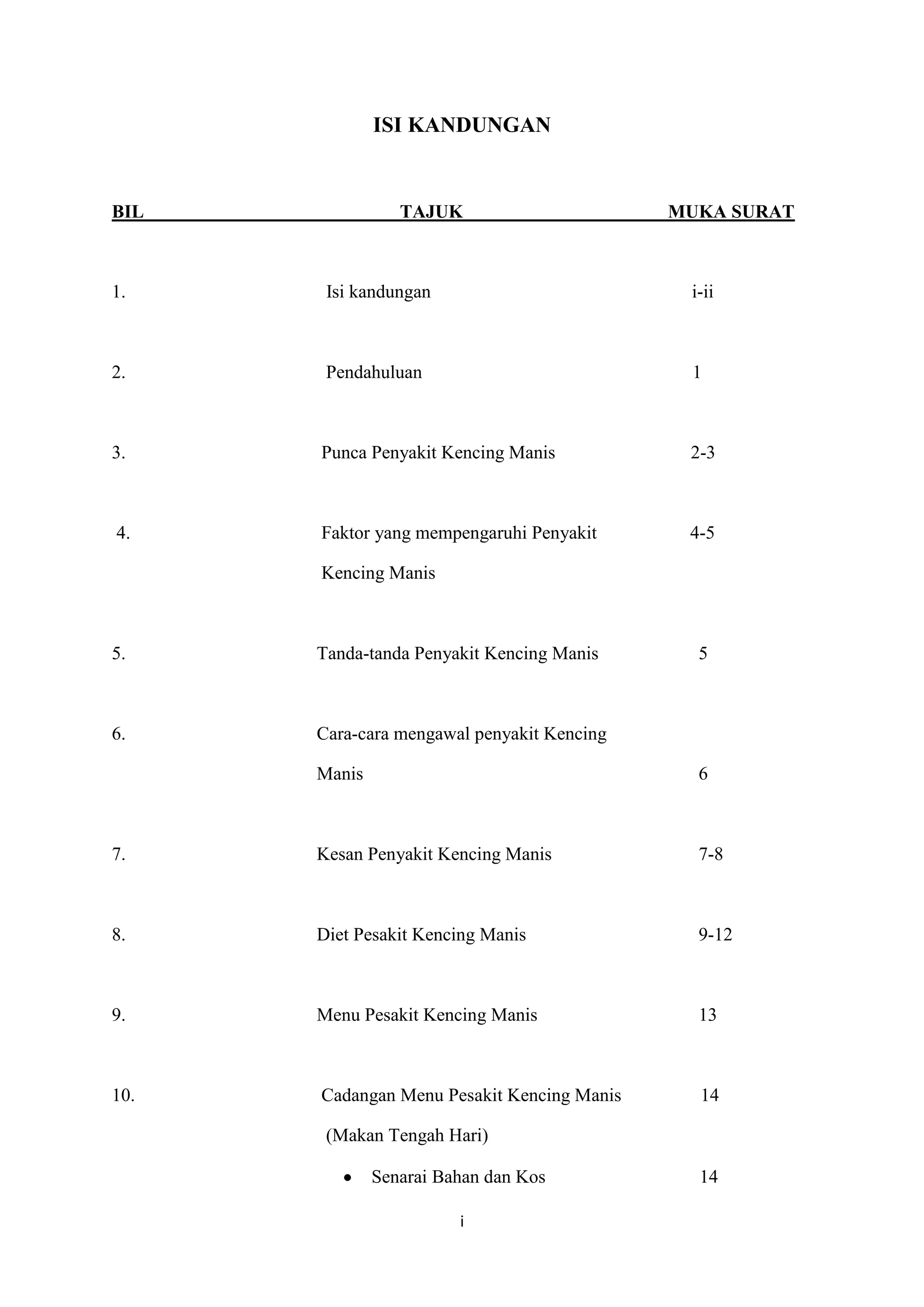 Isi kandungan | DOCX