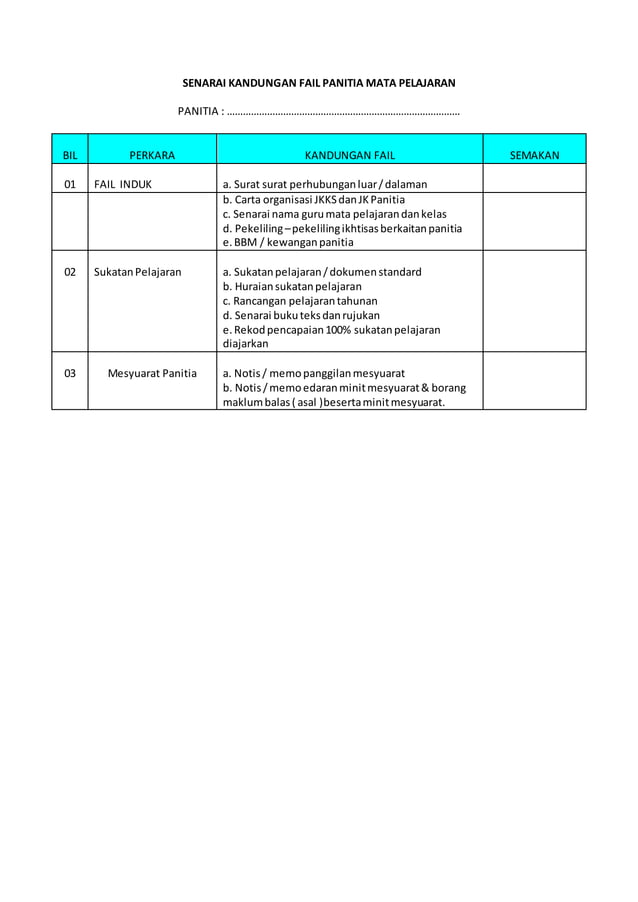 Isi kandungan dlm fail panitia | DOCX