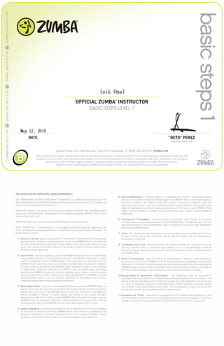 Zumbas Basic 1 Official Instructor Certificate | PDF