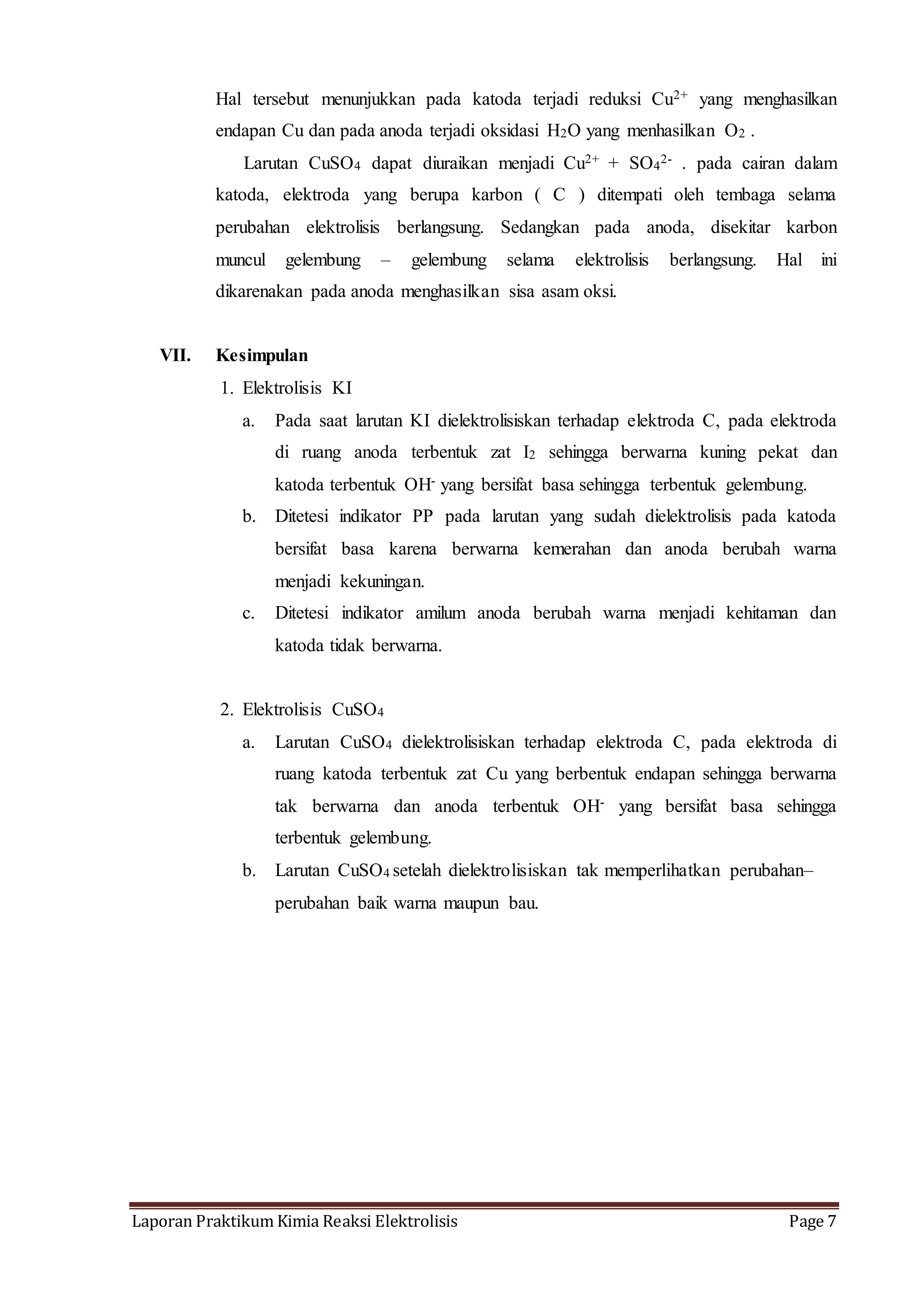 laporan kimia elektrolisis | DOCX