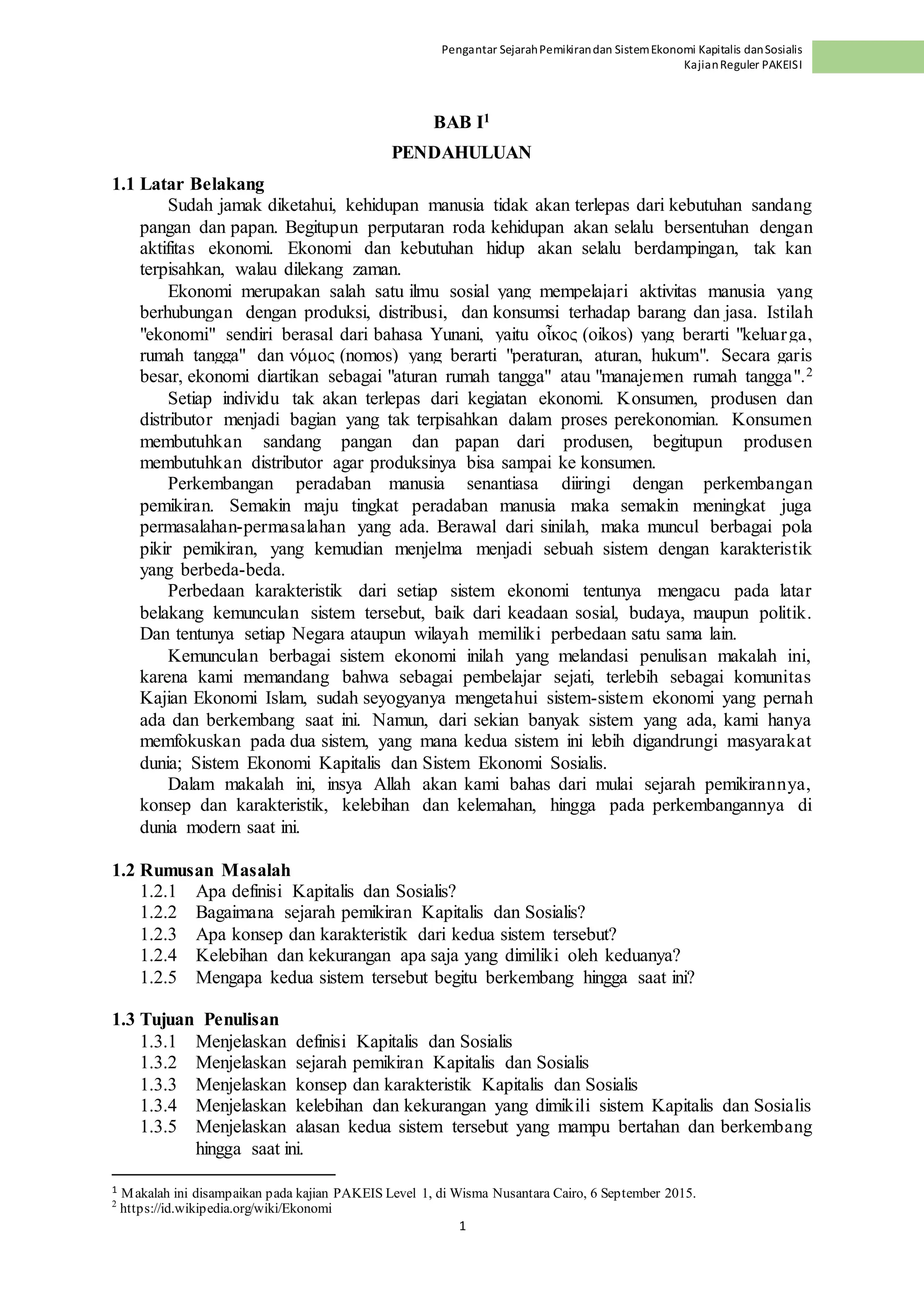 Pengantar Sejarah Pemikiran Dan Sistem Ekonomi Kapitalis Dan Sosialis Pdf 