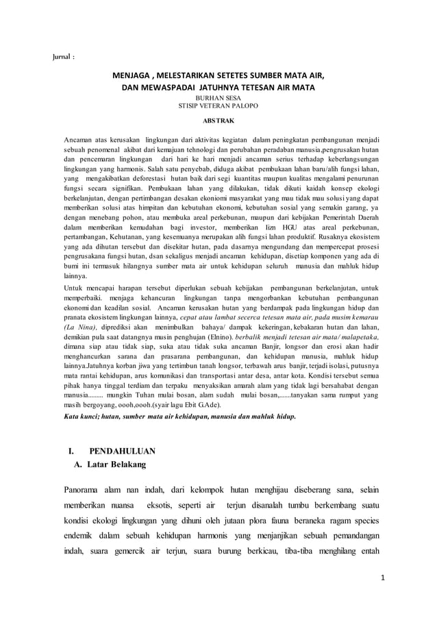 Isi menjaga , melestarikan setetes sumber mata air, | PDF