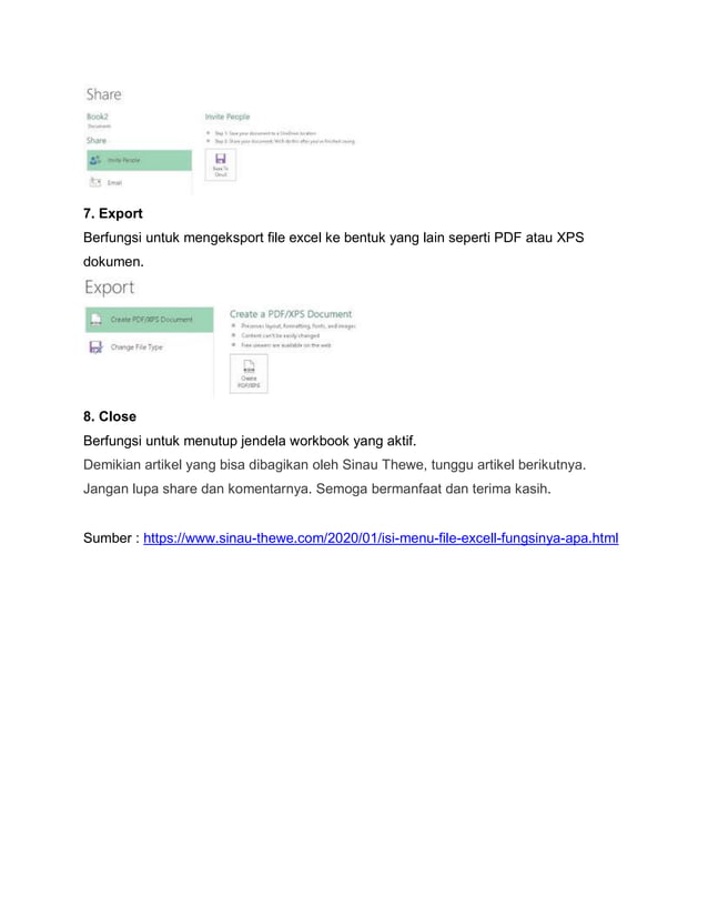 Isi menu file excell beserta fungsinya | PDF