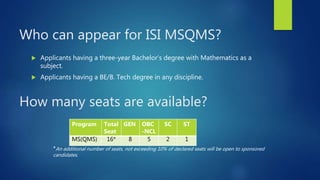 ISI Master of Science in Quality Management Science (MSQMS) Information ...