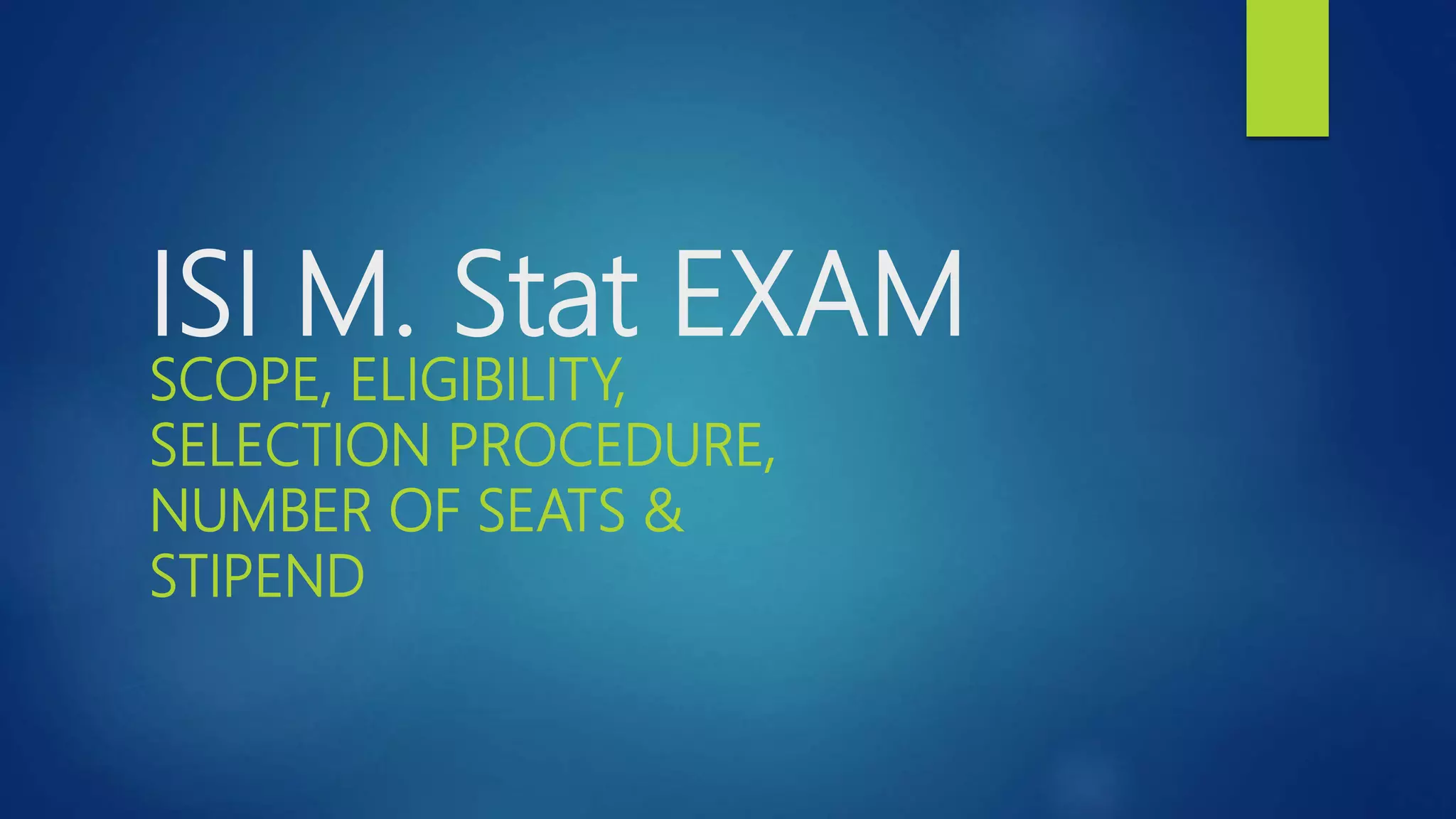 ISI Master of Statistics (M. Stat) Information | PPTX